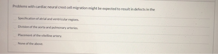 Solved Problems with cardiac neural crest cell migration | Chegg.com