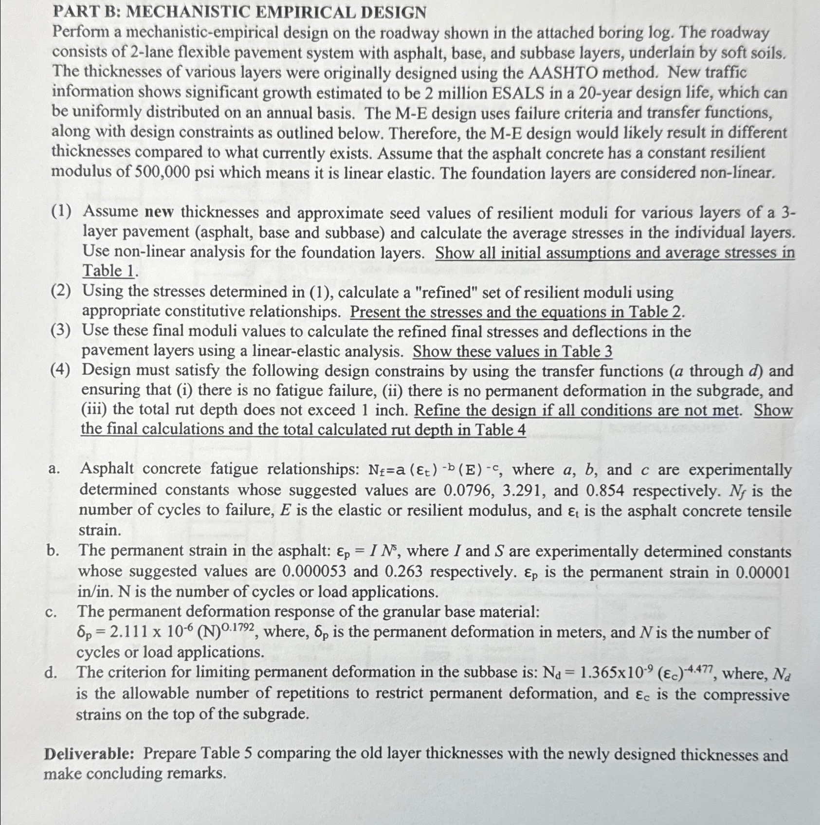 Solved PART B: MECHANISTIC EMPIRICAL DESIGNPerform a | Chegg.com