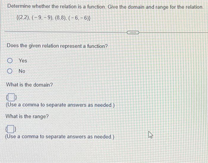 Solved Determine whether the relation is a function. Give | Chegg.com