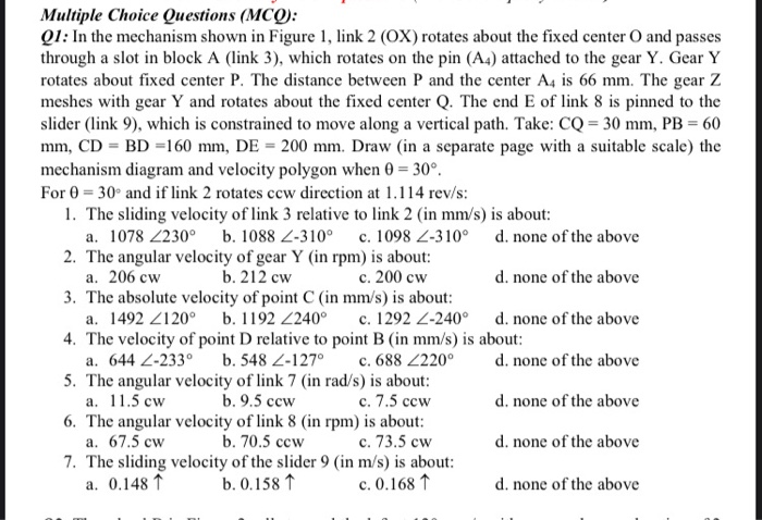 Multiple Choice Questions (MCQ): Q1: In the mechanism | Chegg.com