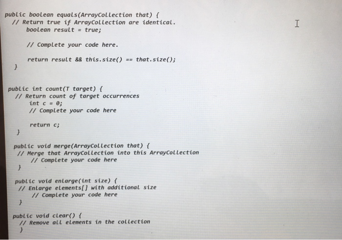 Solved public class ArrayCollection { protected static final | Chegg.com