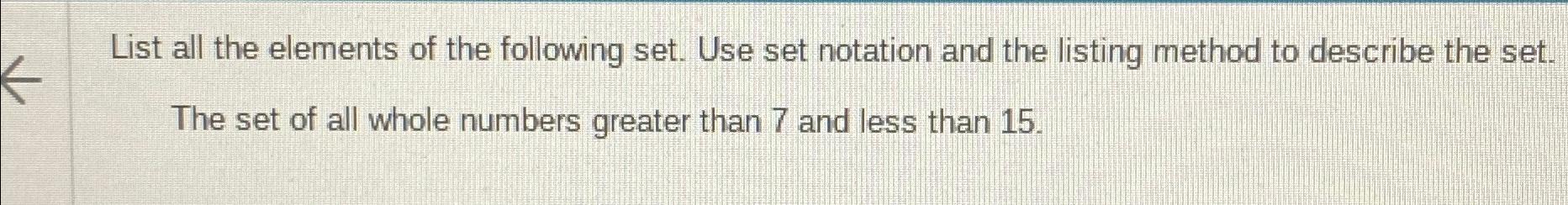 Solved List all the elements of the following set. Use set | Chegg.com