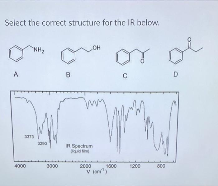 Solved Select the correct structure for the IR below. NH2 OH | Chegg.com