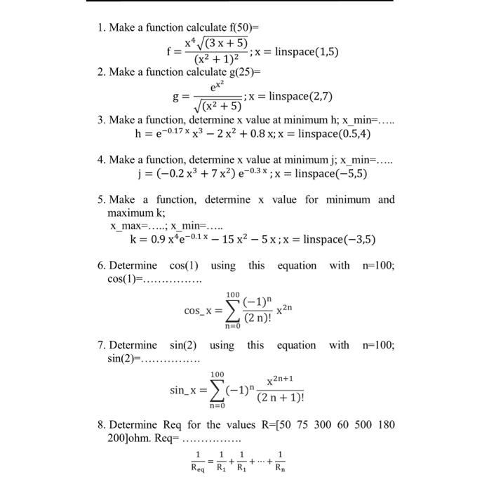 Solved 1. Make a function calculate f(50)= | Chegg.com
