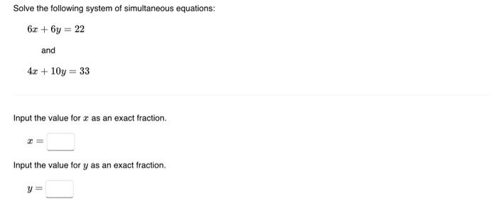 Solved Solve the following system of simultaneous equations: | Chegg.com