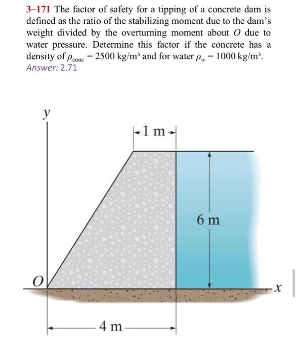 Solved 3−171 The factor of safety for a tipping of a | Chegg.com