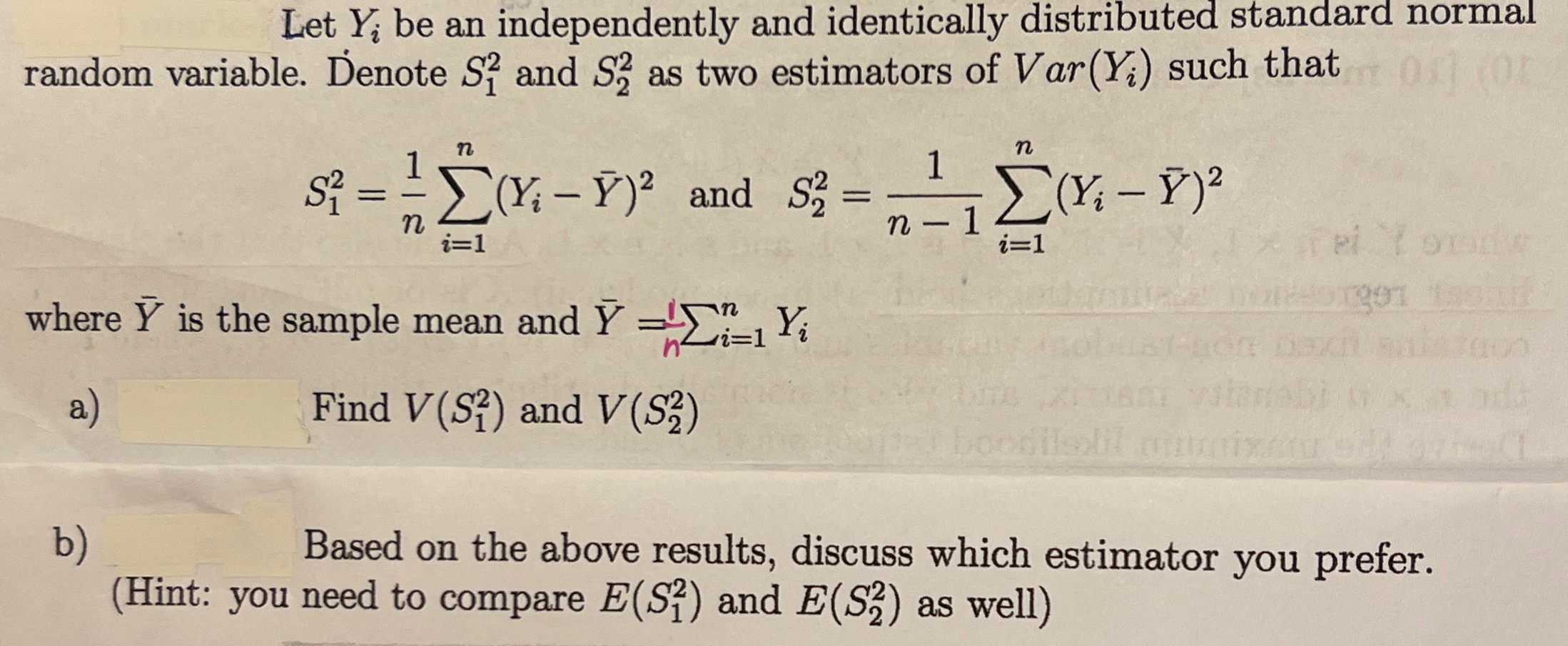 Solved Let Yi ﻿be an independently and identically | Chegg.com