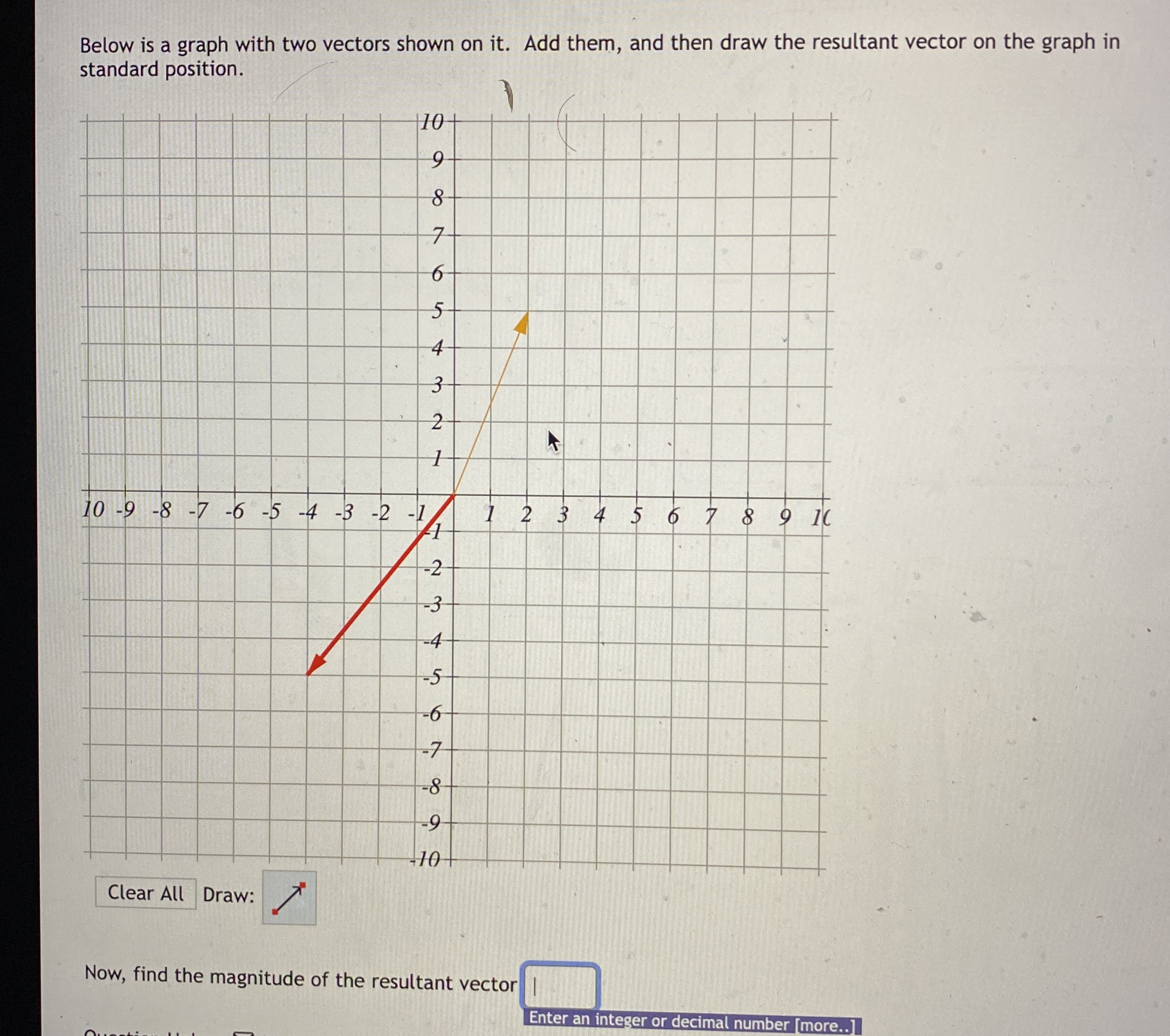 Solved Below is a graph with two vectors shown on it. ﻿Add | Chegg.com