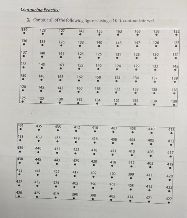 Solved 1. Contour all of the following figures using a 10ft. | Chegg.com