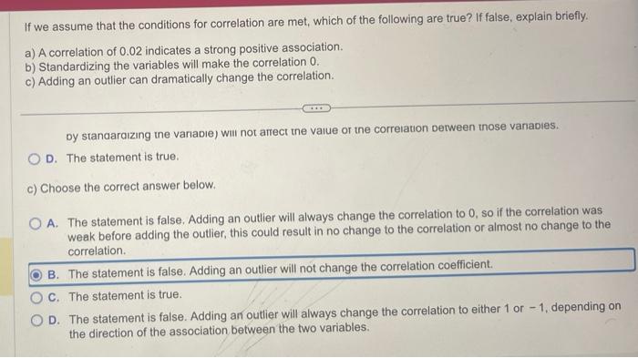 Solved If we assume that the conditions for correlation are | Chegg.com