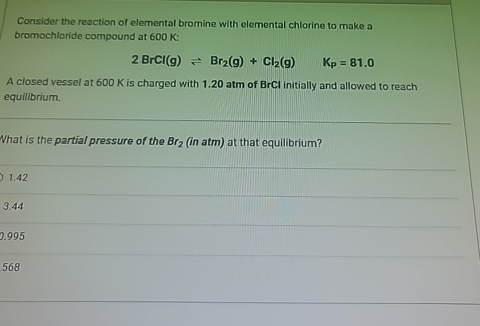 Solved Consider the reaction of elemental bromine with | Chegg.com