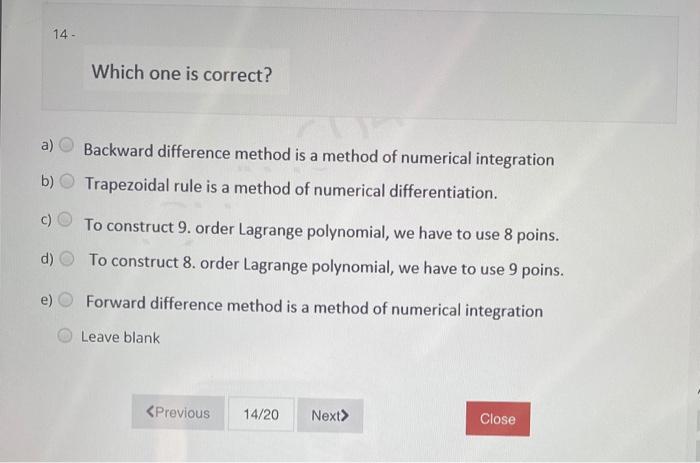 Solved 14. Which one is correct? a) Backward difference | Chegg.com