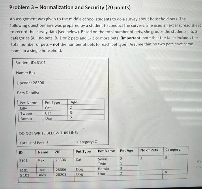 Solved Problem 3- Normalization and Security (20 points) An | Chegg.com