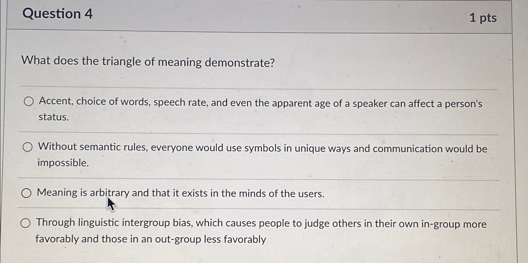 Solved Question 41 ﻿ptsWhat does the triangle of meaning | Chegg.com