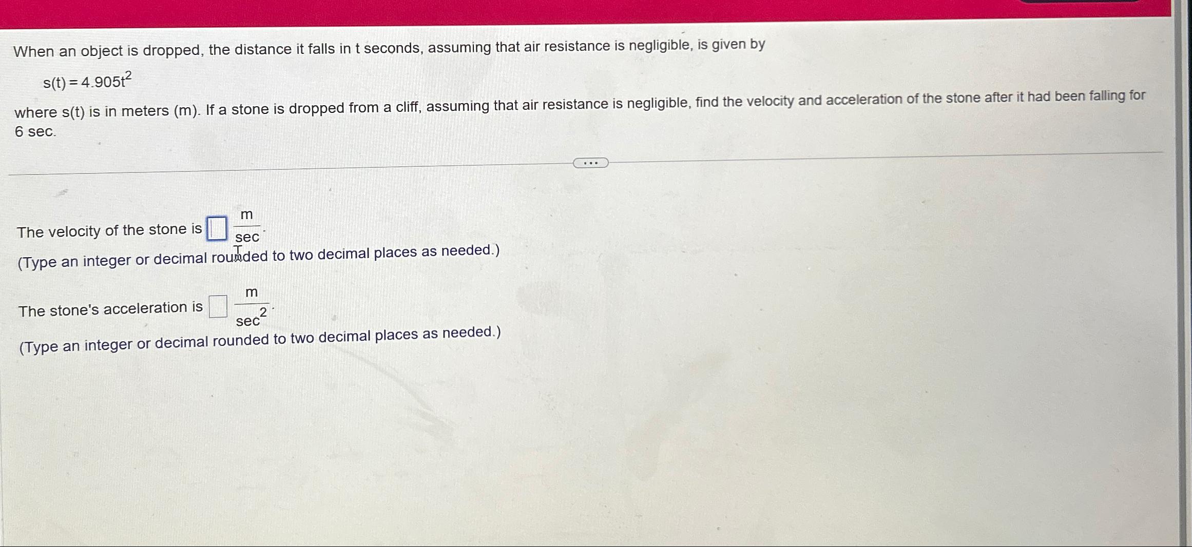 Solved When an object is dropped, the distance it falls in t | Chegg.com