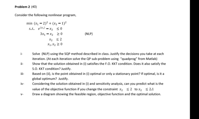 Solved Problem 2 (40)Consider the following nonlinear | Chegg.com
