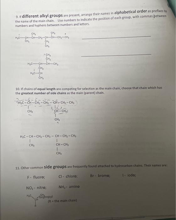 Solved 9. If different alkyl groups are present, arrange | Chegg.com