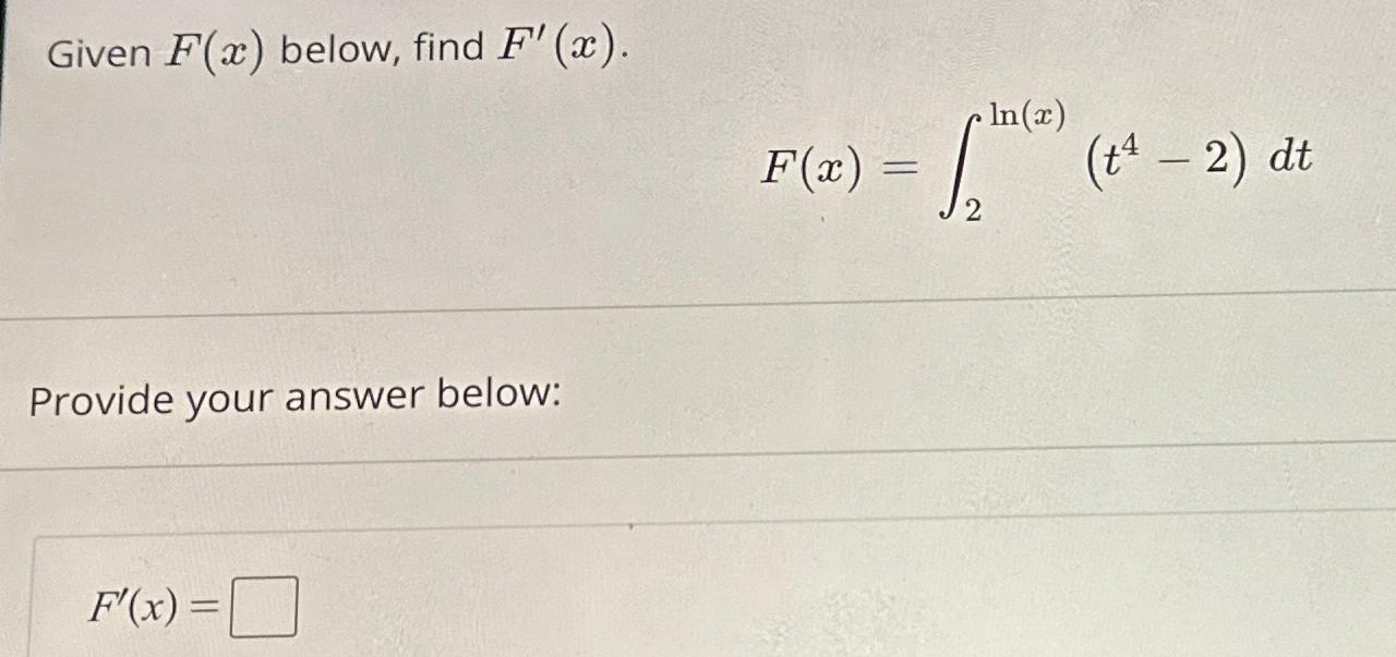 Solved Given F(x) ﻿below, find | Chegg.com