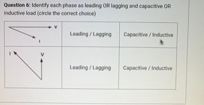 Solved Question 6: Identify each phase as leading OR lagging | Chegg.com