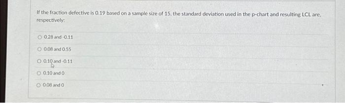 Solved If the fraction defective is 0.19 based on a sample | Chegg.com