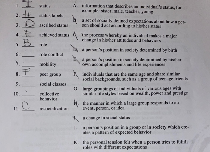 Solved 4 1. I status A. information that describes an | Chegg.com