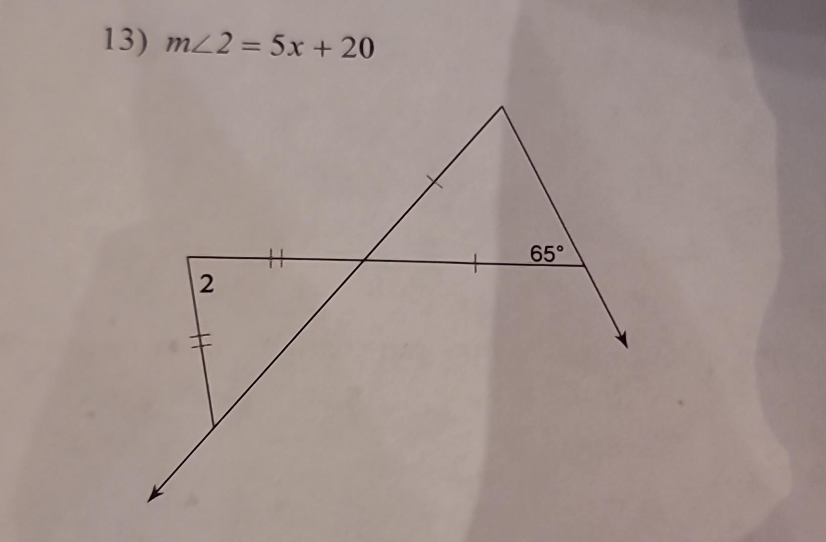 Solved m∠2=5x+20 | Chegg.com