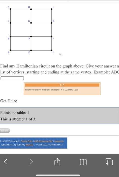 Solved Find any Hamiltonian circuit on the graph above. Give | Chegg.com