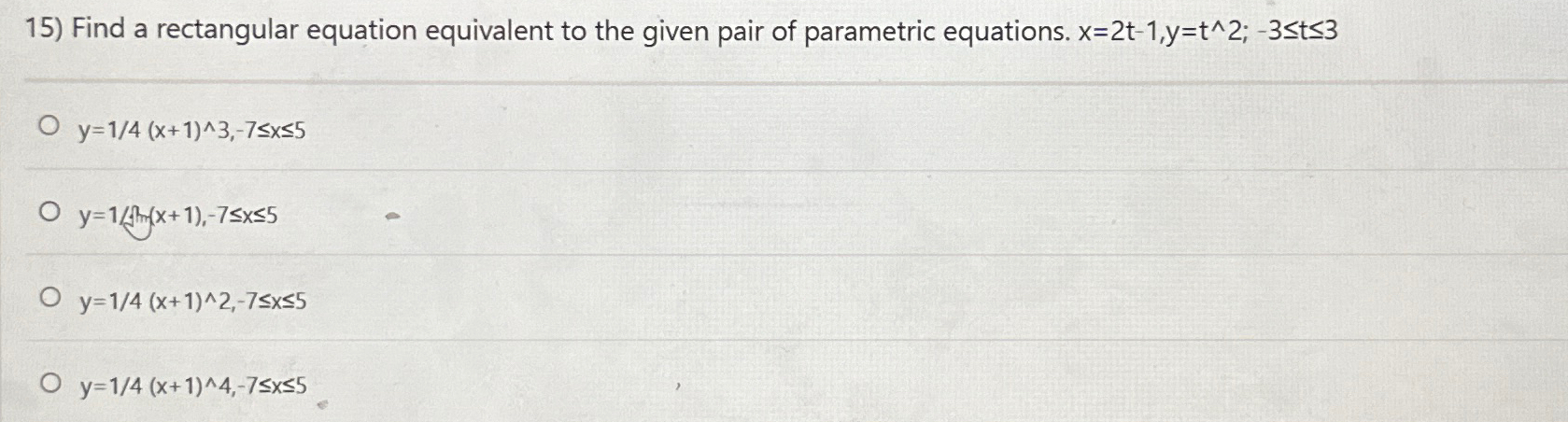 Solved Find a rectangular equation equivalent to the given | Chegg.com