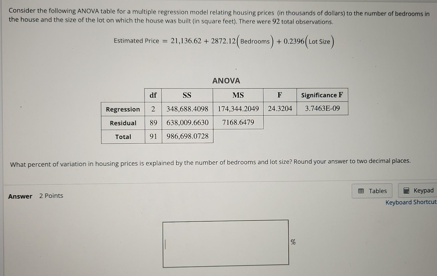 Solved Consider the following ANOVA table for a multiple | Chegg.com