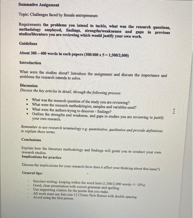 Solved Summative Assignment Topic: Challenges faced by | Chegg.com