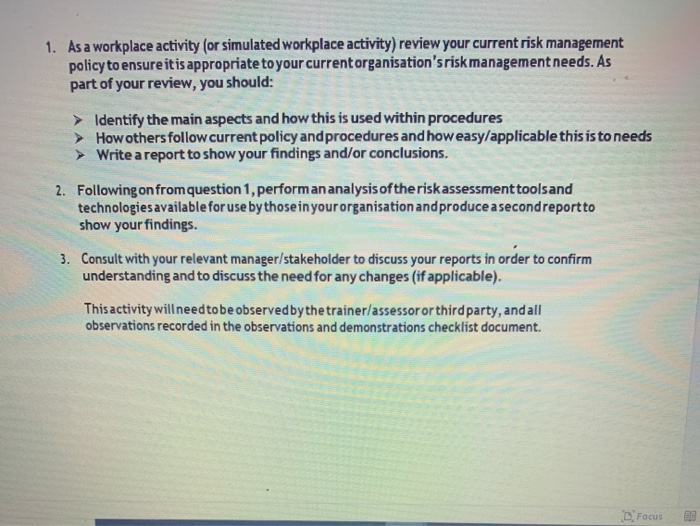 1. As a workplace activity (or simulated workplace | Chegg.com