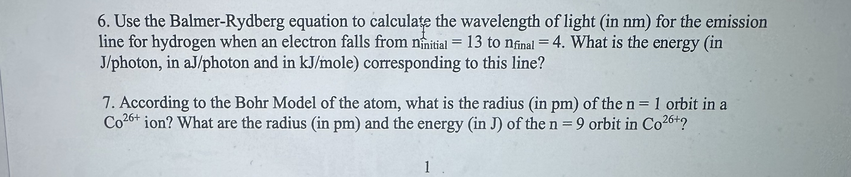 Use the Balmer-Rydberg equation to calculate the | Chegg.com