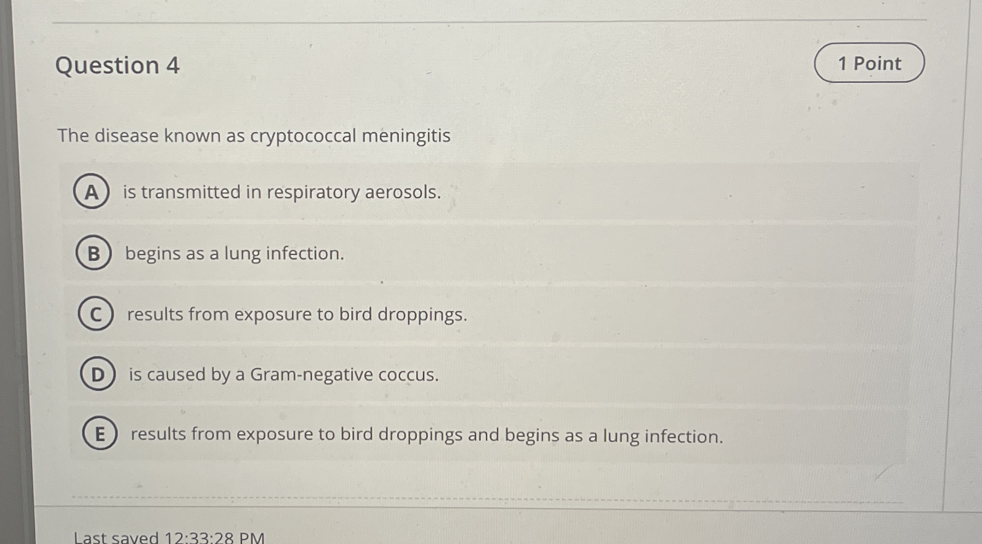 Solved Question 41 ﻿PointThe disease known as cryptococcal | Chegg.com