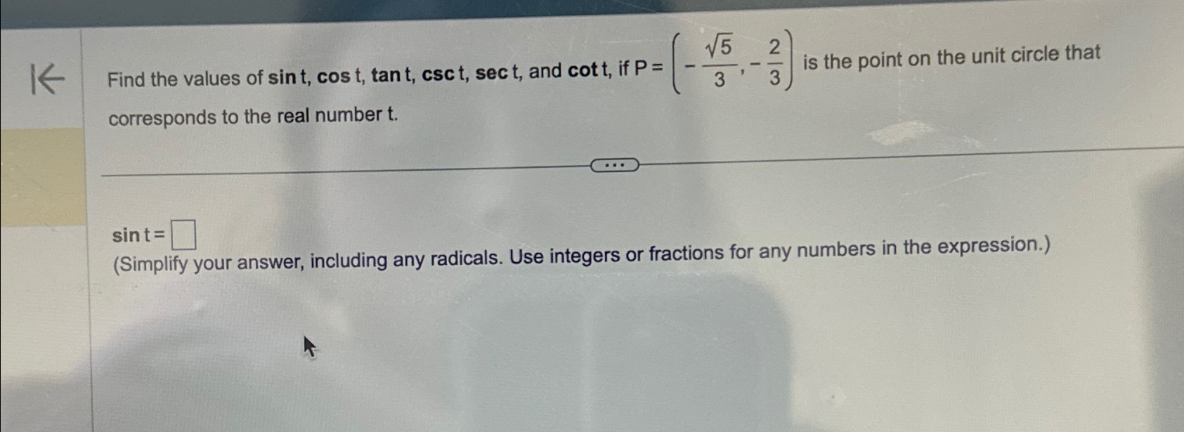 Solved Find the values of sint,cost,tant,csct,sect, ﻿and | Chegg.com