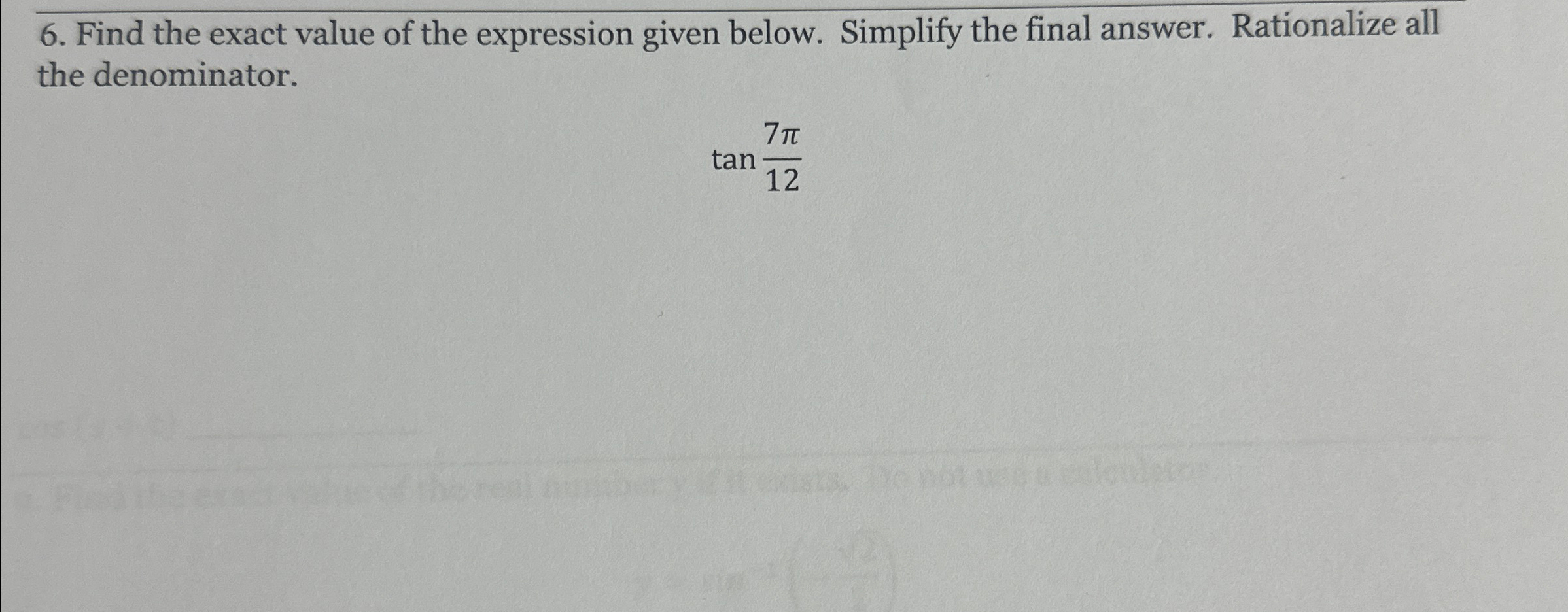 Solved Find the exact value of the expression given below. | Chegg.com