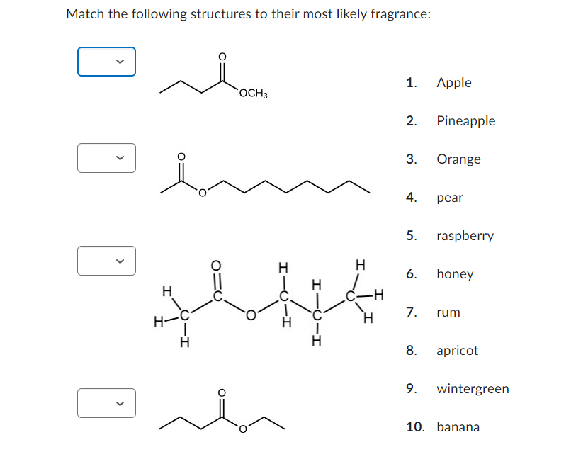 Solved Match the following structures to their most likely | Chegg.com