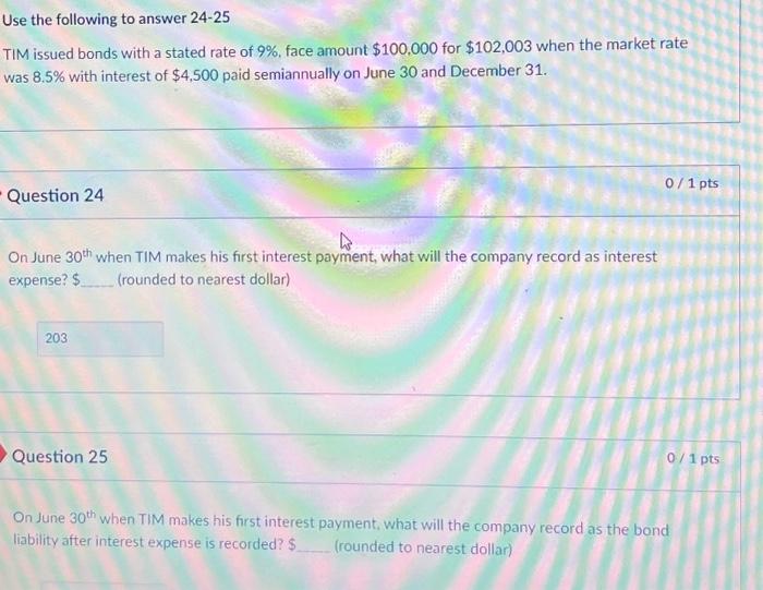 Solved Use the following to answer 24-25 TIM issued bonds | Chegg.com