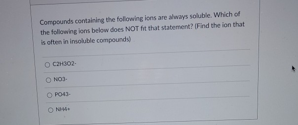 Solved Compounds containing the following ions are always | Chegg.com