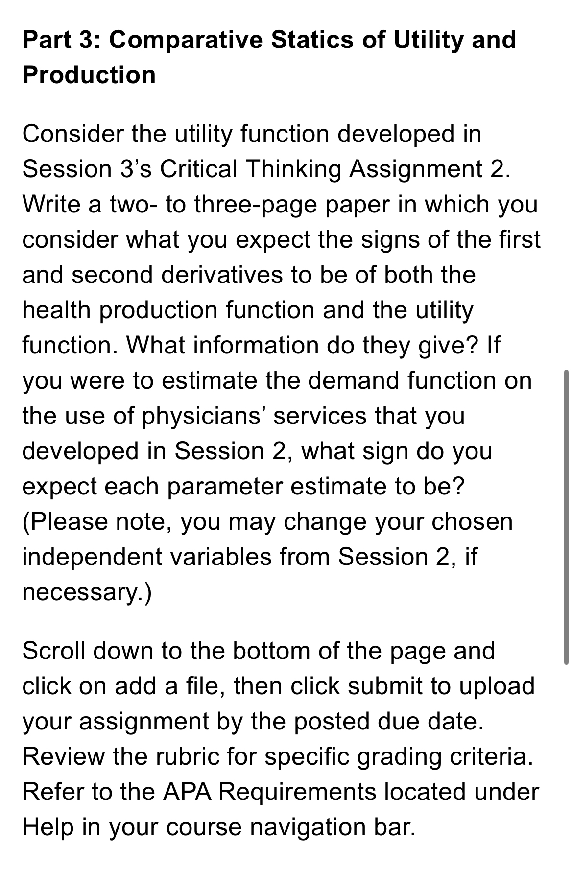 Solved Part 3: Comparative Statics of Utility and | Chegg.com