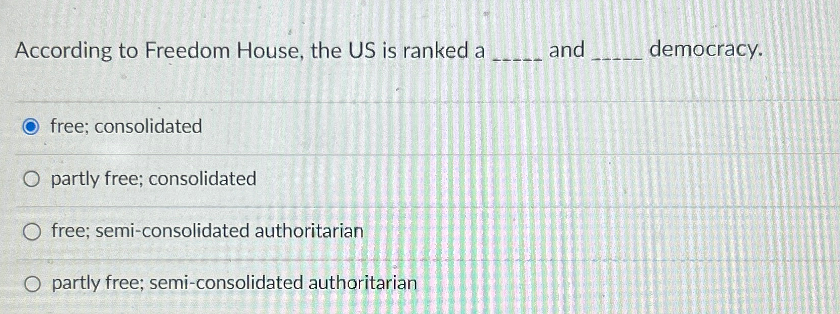 Solved According to Freedom House, the US is ranked a and | Chegg.com