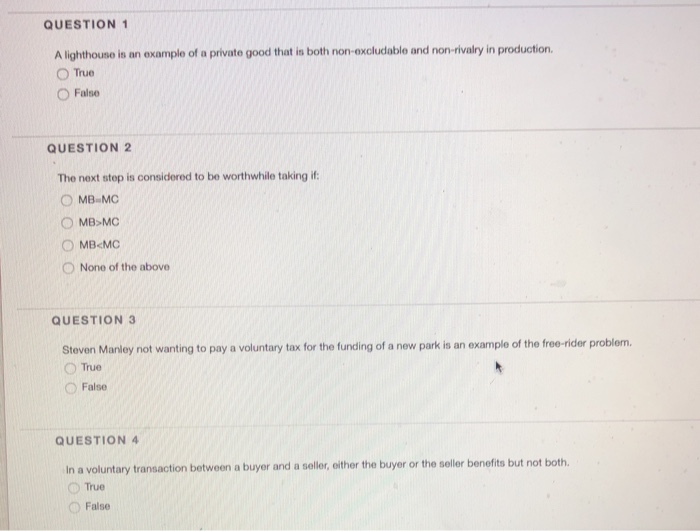 Solved QUESTION 1 A lighthouse is an example of a private | Chegg.com