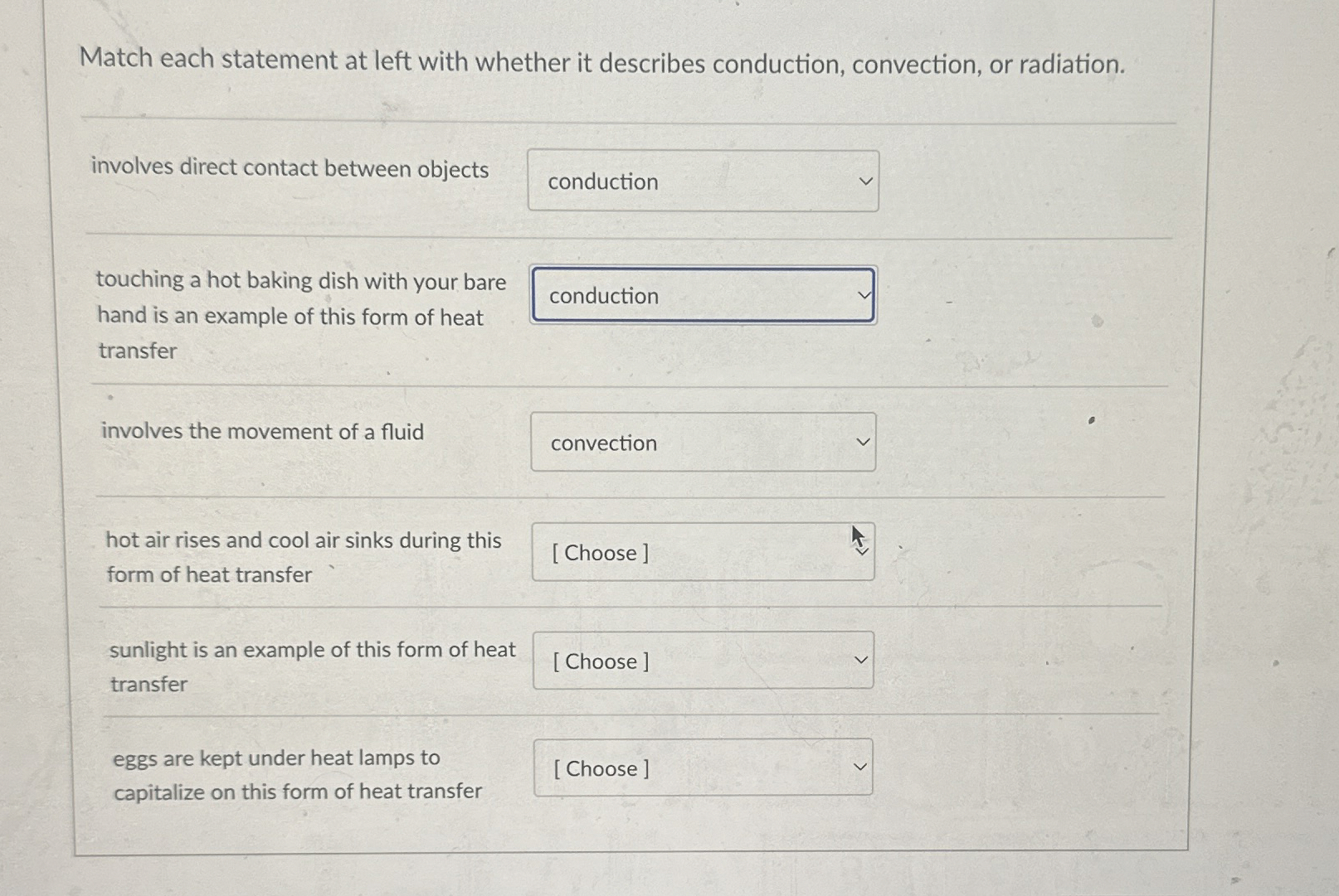 Solved Match each statement at left with whether it | Chegg.com