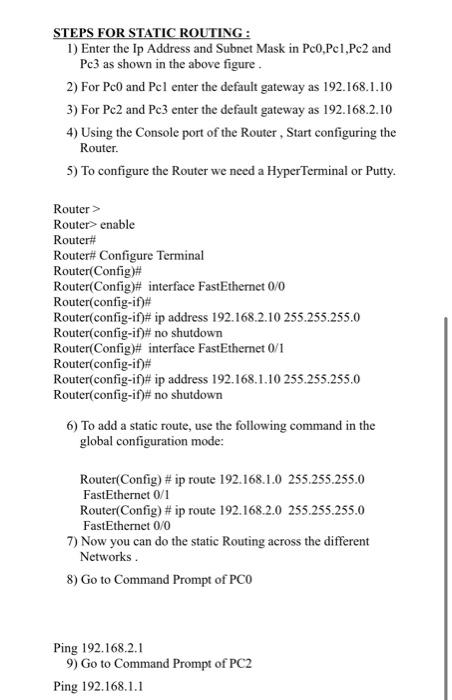 When you manually add routes to the routing table, it | Chegg.com