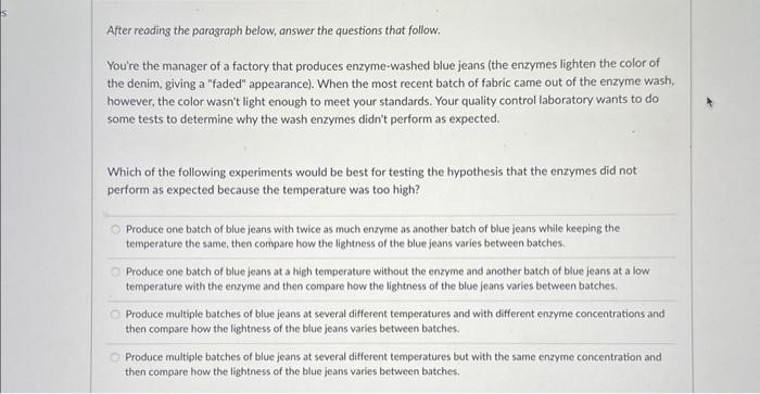 Solved After reading the paragraph below, answer the | Chegg.com