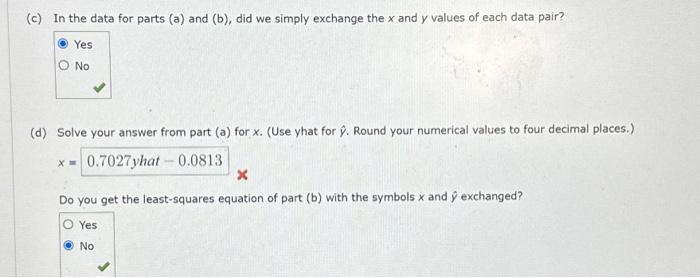 Solved (a) Suppose you are given the following (x,y) data | Chegg.com