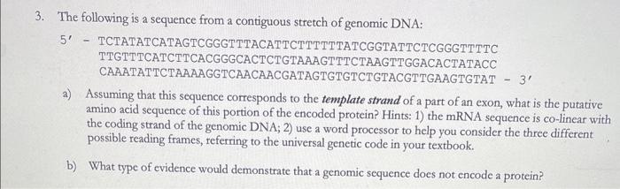3. The following is a sequence from a contiguous | Chegg.com