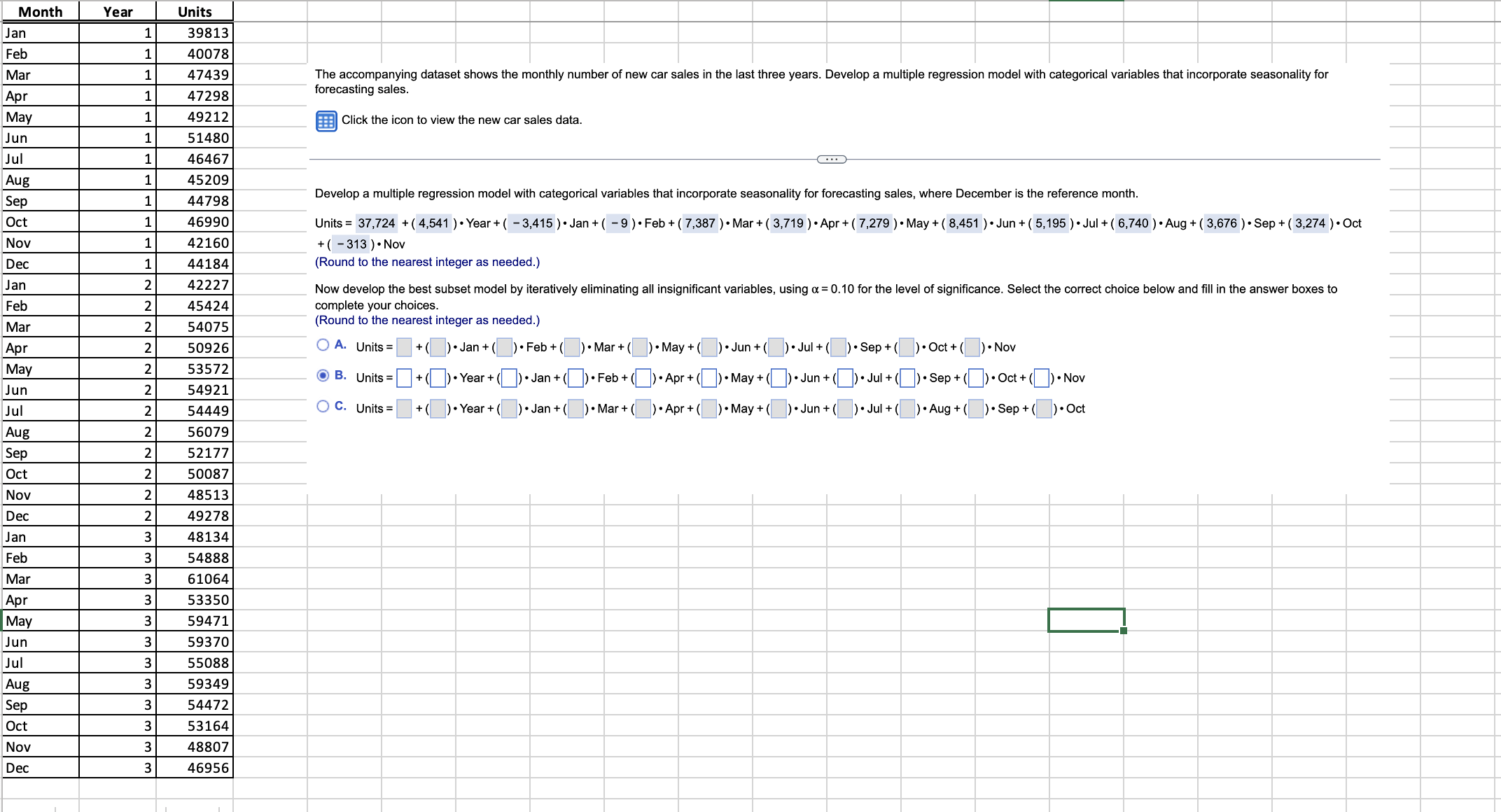 Solved Now develop the best subset model by iteratively | Chegg.com