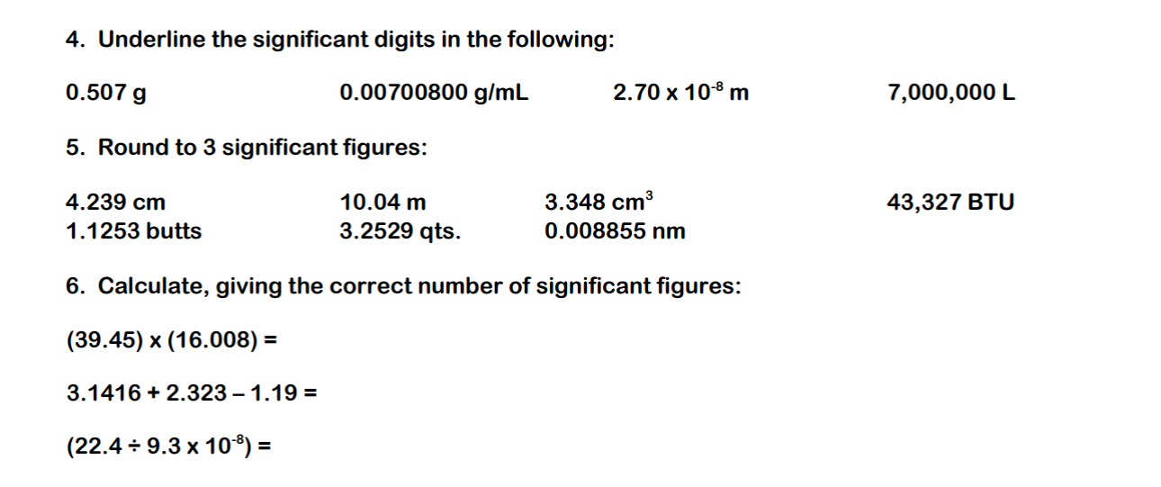 Solved Underline the significant digits in the | Chegg.com