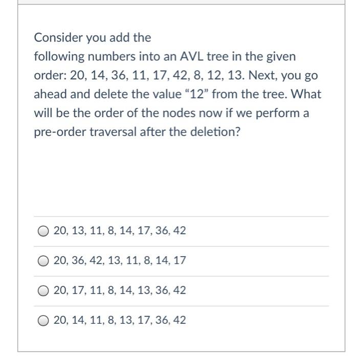 Solved Consider You Add The Following Numbers Into An AVL Chegg
