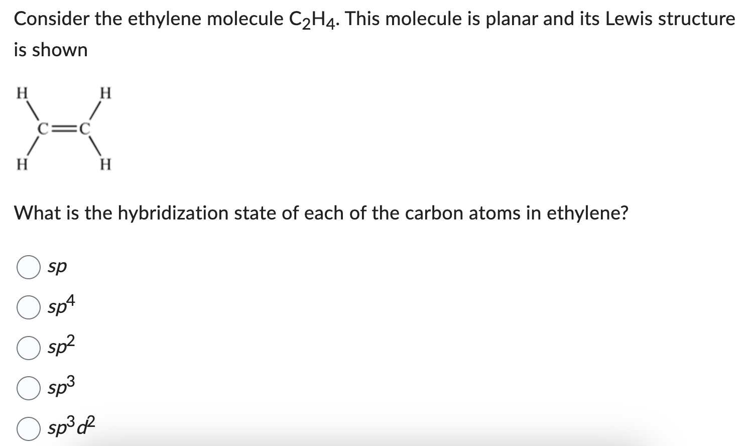 Solved Consider the ethylene molecule C2H4. ﻿This molecule | Chegg.com
